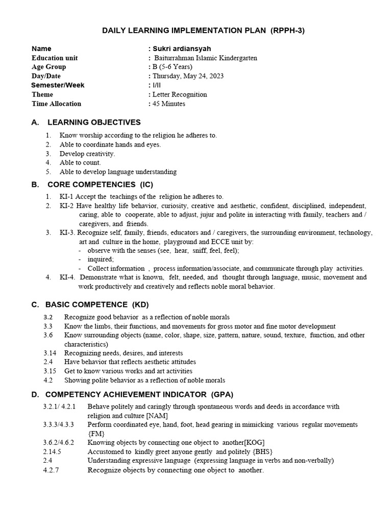 Daily Learning Implementation Pla1 | PDF | Learning | Cognition
