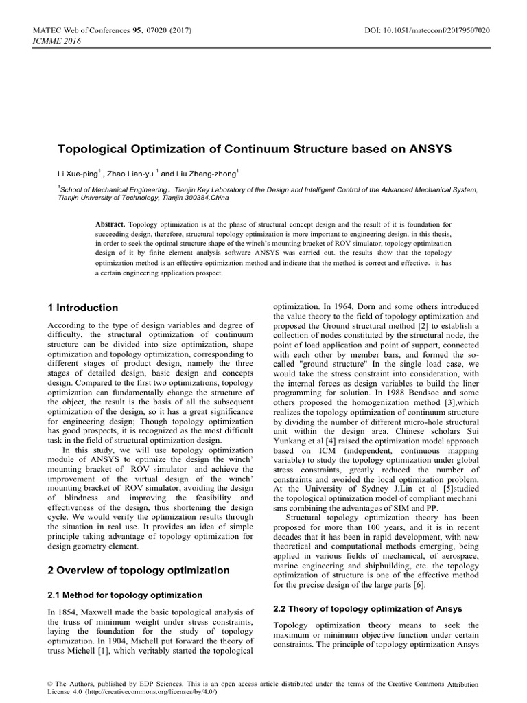 Topological Optimization of Continuum Structure Based On 4uk8hz6bsg | PDF | Mathematical ...