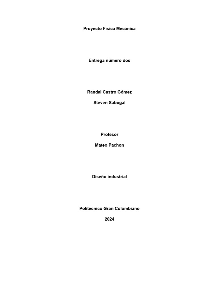 Primera Entrega Fisica - Randal Castro - Steven Sabogal | PDF | Parque ...