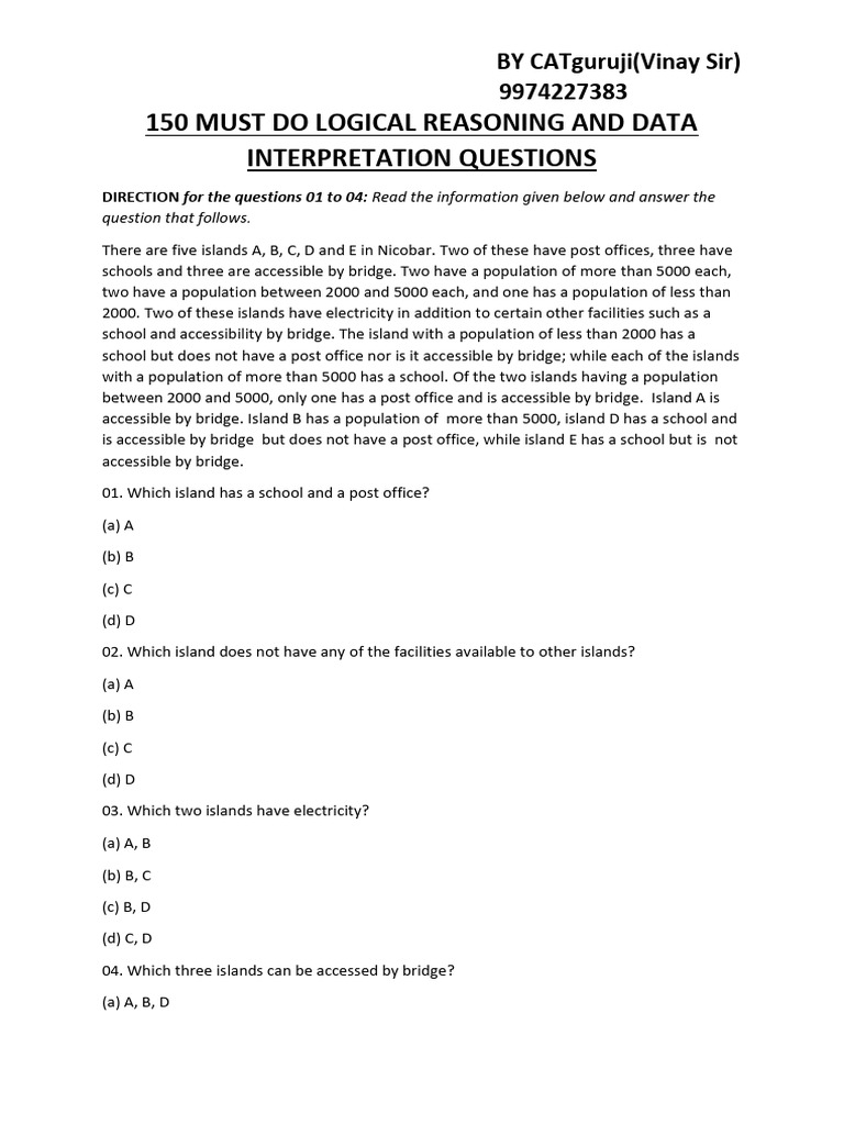 150 Must Do Questions in LR-DI For CAT | PDF | Expense | Workforce