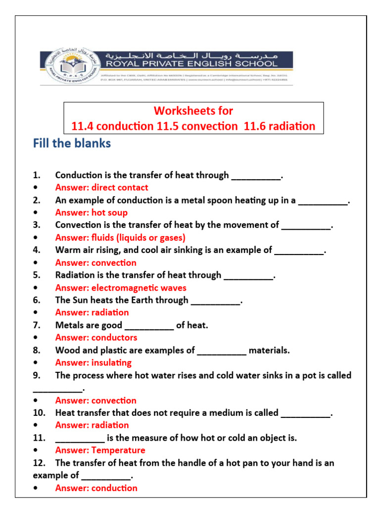 GRADE 8 Worksheets | PDF | Heat Transfer | Convection