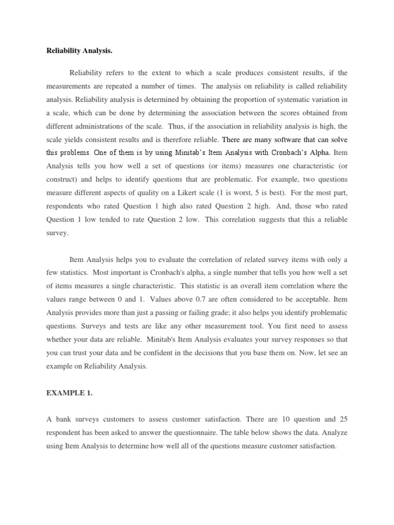 Reliability Analysis PDF | PDF | Survey Methodology | Data Collection