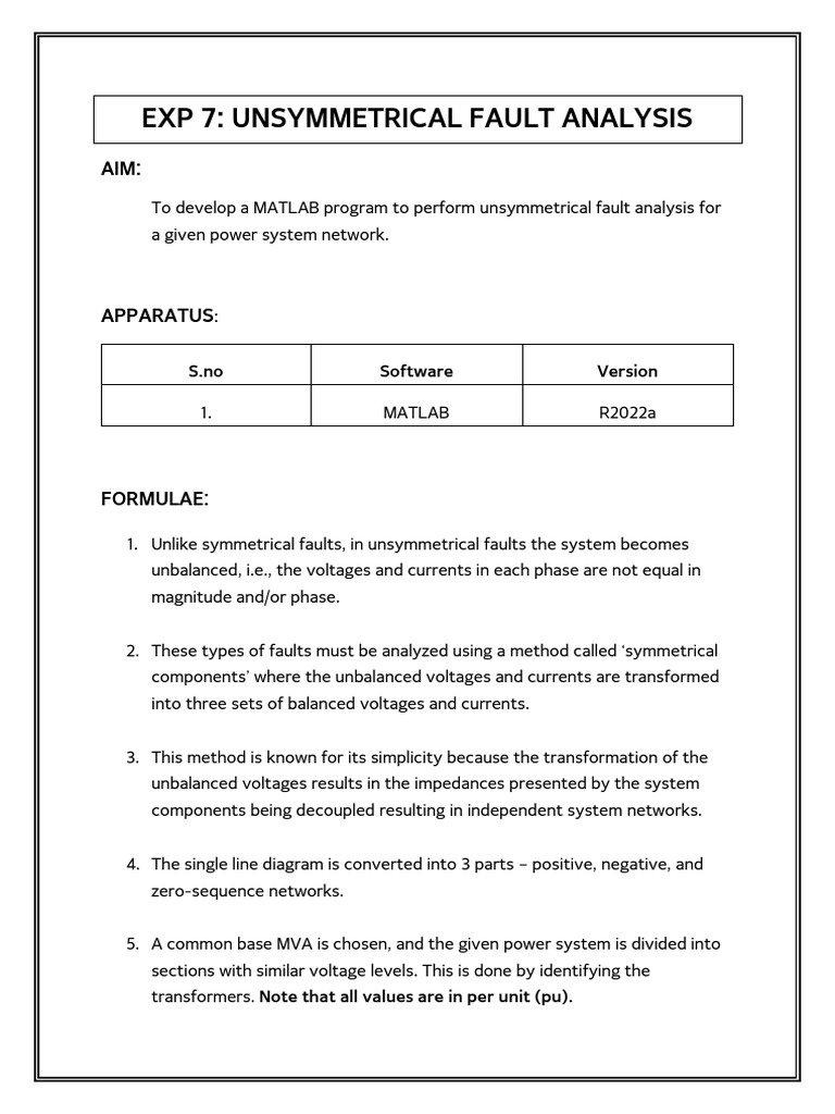 Experiment 7 - Fault Analysis | PDF | Electrical Impedance | Power (Physics)