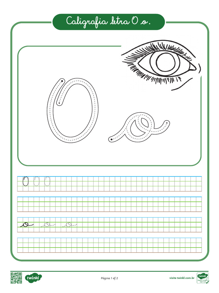 Pacote Folhas de Caligrafia Maiusculas E Minusculas Letra O | PDF