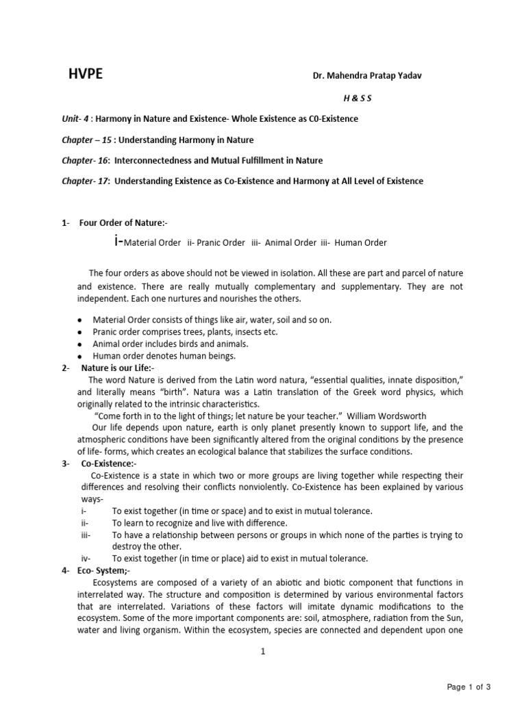 UHV Unit - 4 Chapter - 15-17 | PDF | Nature | Ecosystem