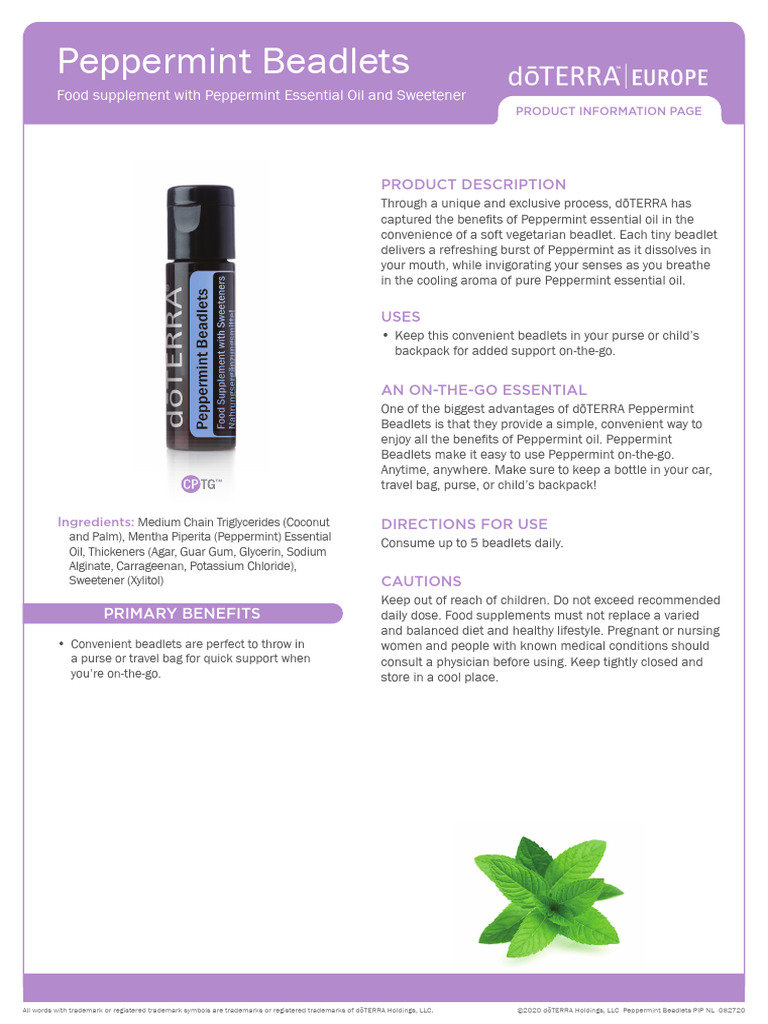Peppermint Oil Beadlet | PDF