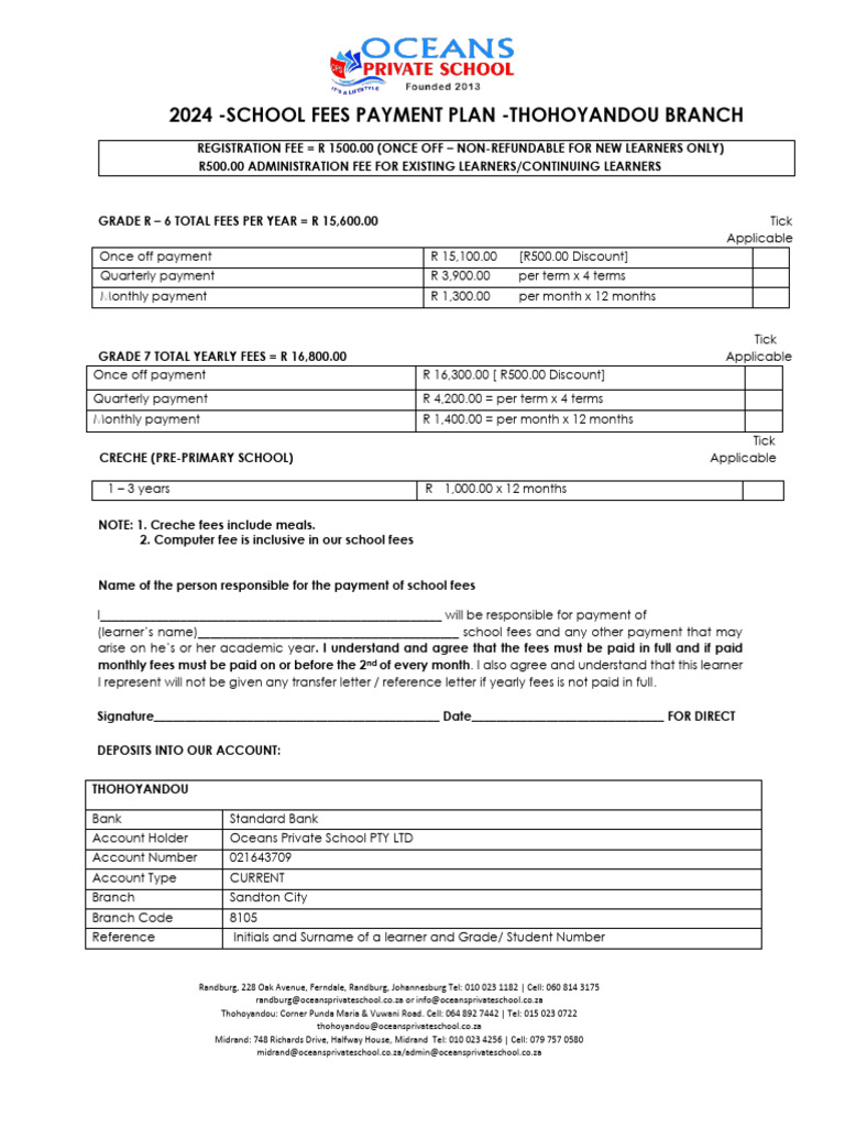 THOHOYANDOU FEES PLAN 2024v1 | PDF | Fee | Personal Finance