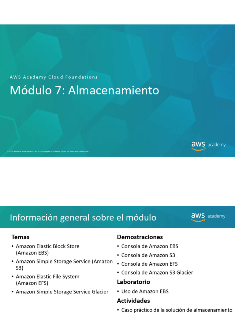 AcademyCloudFoundations Module 07 Almacenamiento | PDF | Servicios web de Amazon | Unidad de ...