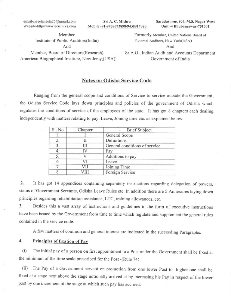 Odisha Service Code | PDF