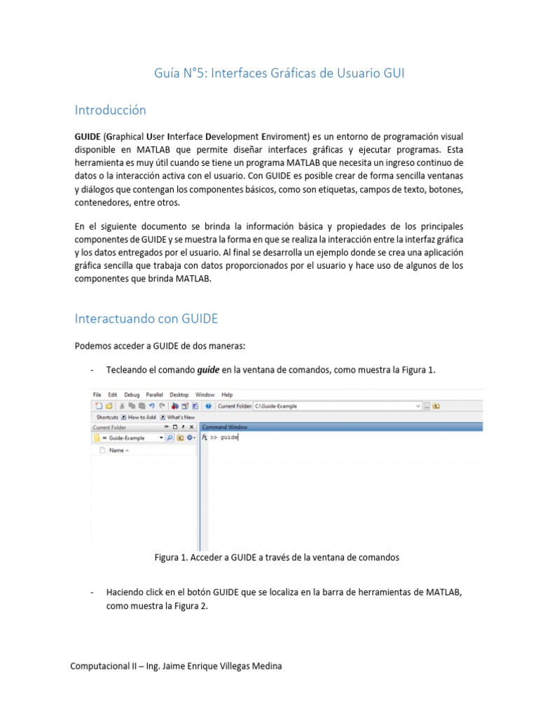 Guía05 - Interfaces Gráficas de Usuario en Matlab | PDF | Ventana ...