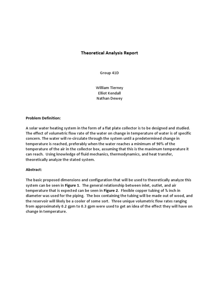 Theoretical Analysis Report: Problem Definition | PDF | Temperature ...