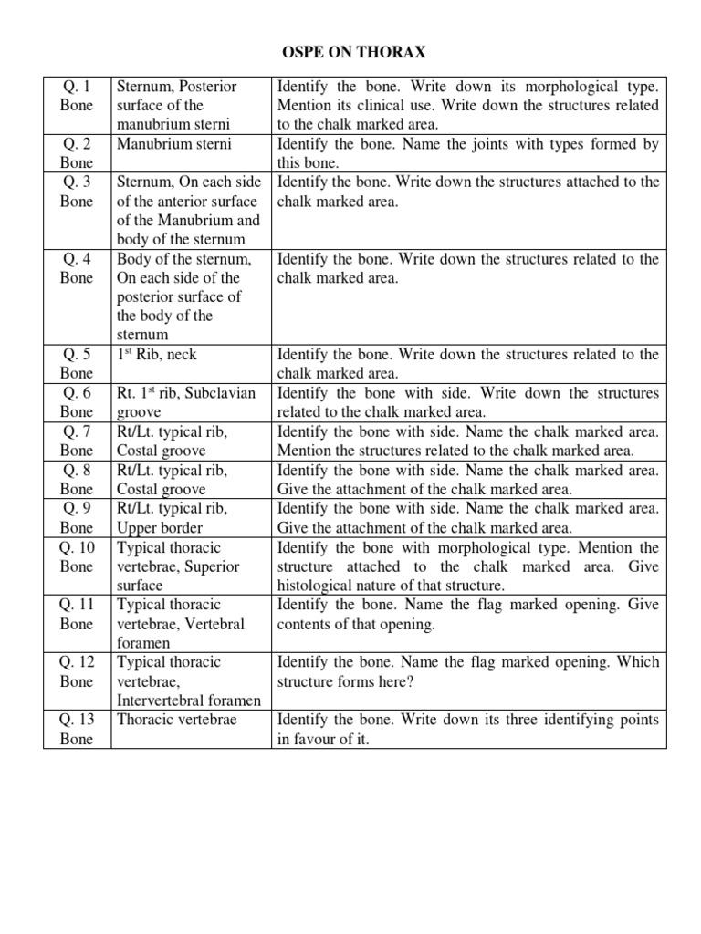 Ospe On Thorax Aswmc | PDF | Heart | Lung