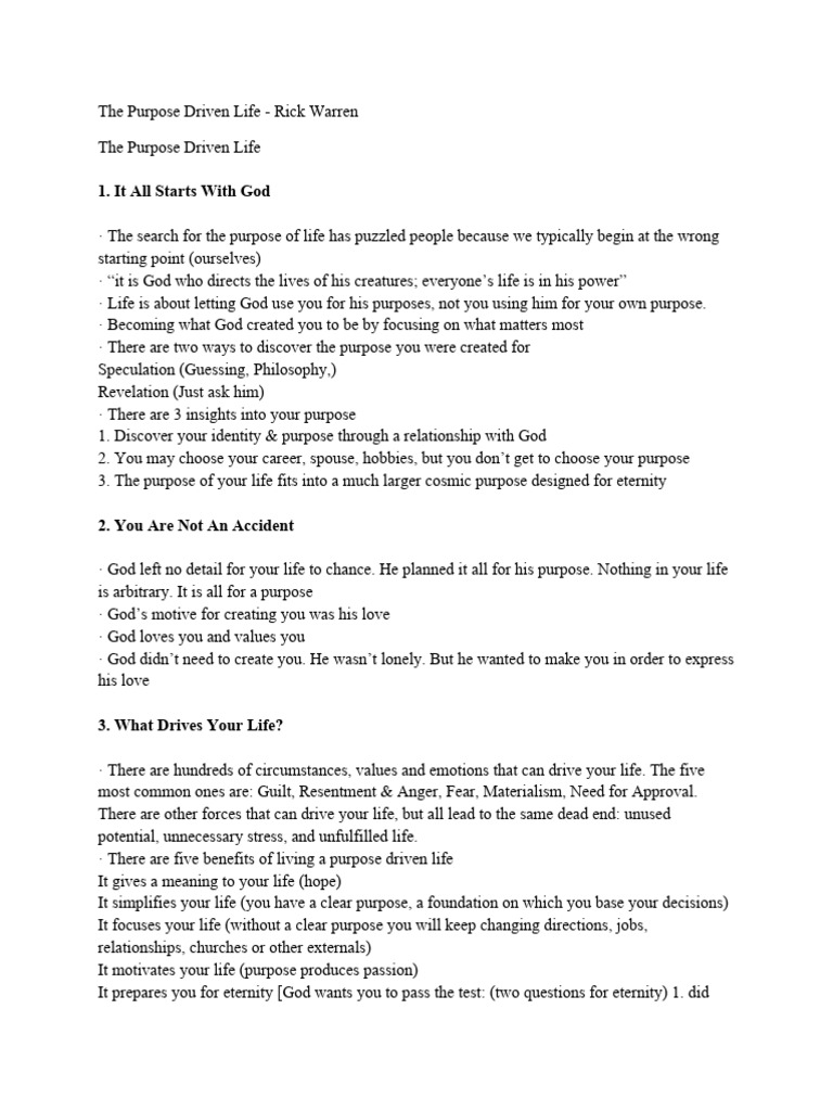 The Purpose Driven Life Pdf God Love