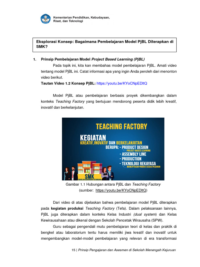Rancangan PjBL di SMK untuk Produk Nyata | PDF