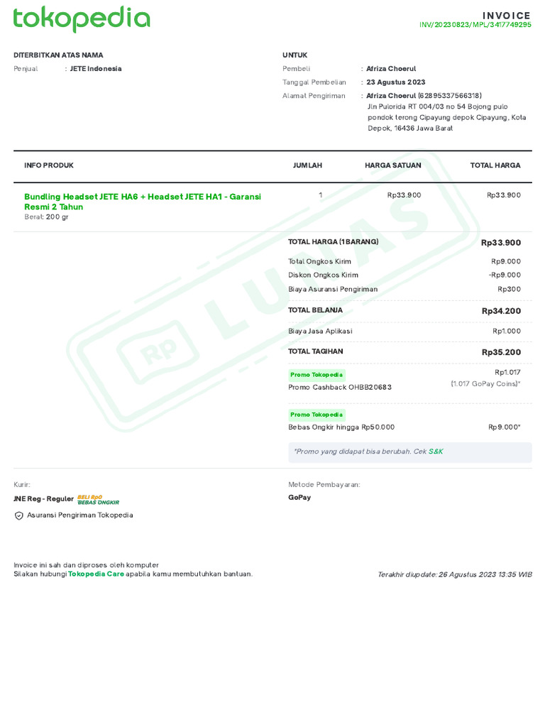 Invoice 3417749295 JDNDHD | PDF