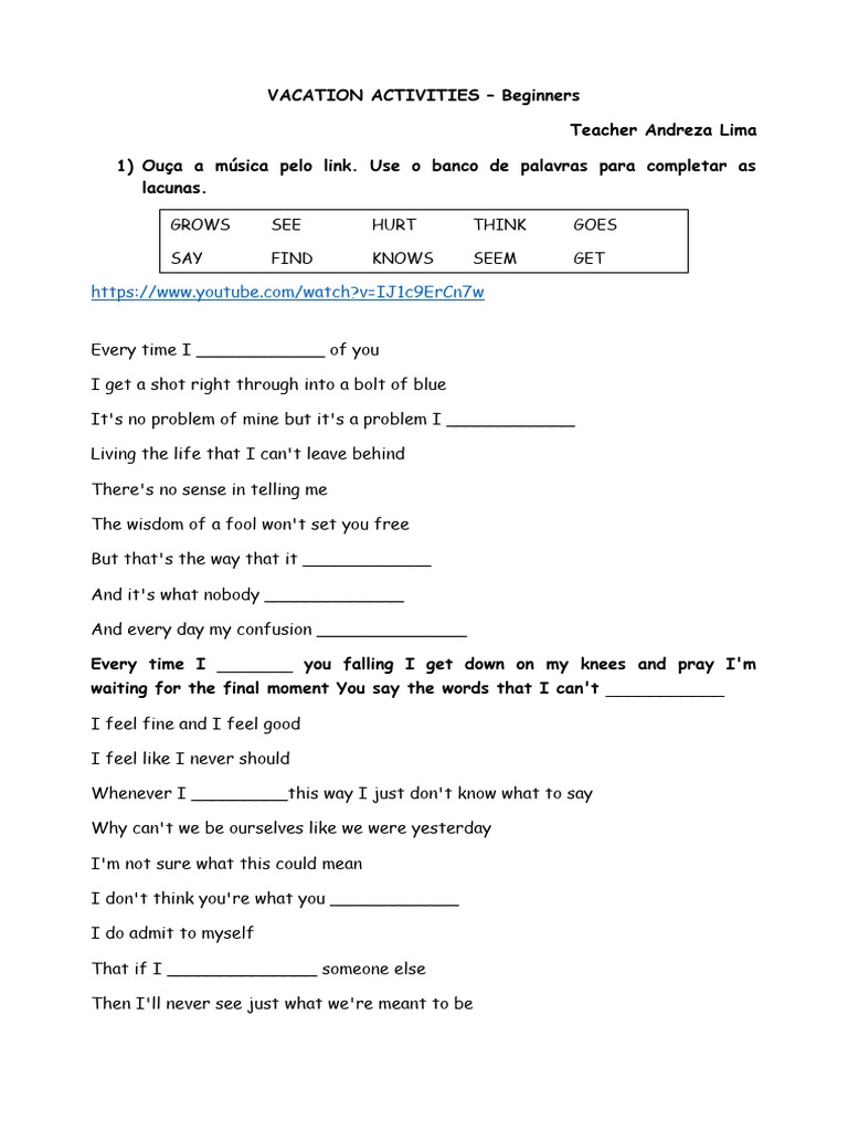 VACATION ACTIVITIES - Beginners - July | PDF