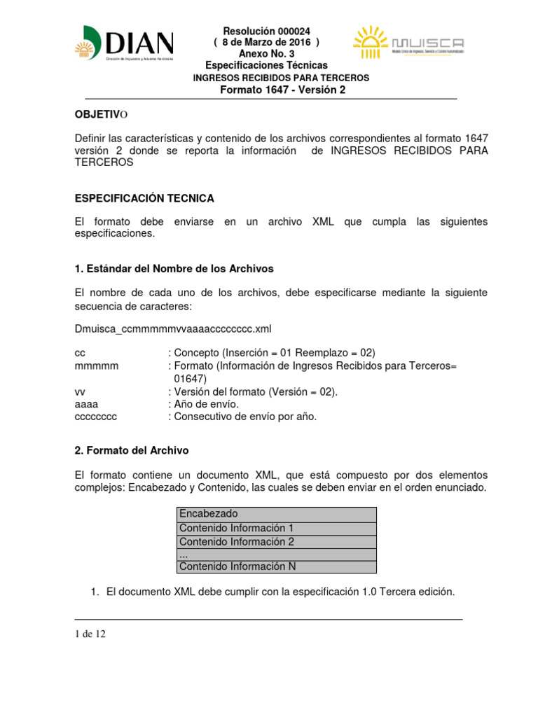Anexo 3 Formato 1647 Version 7 | PDF | Xml | Informática