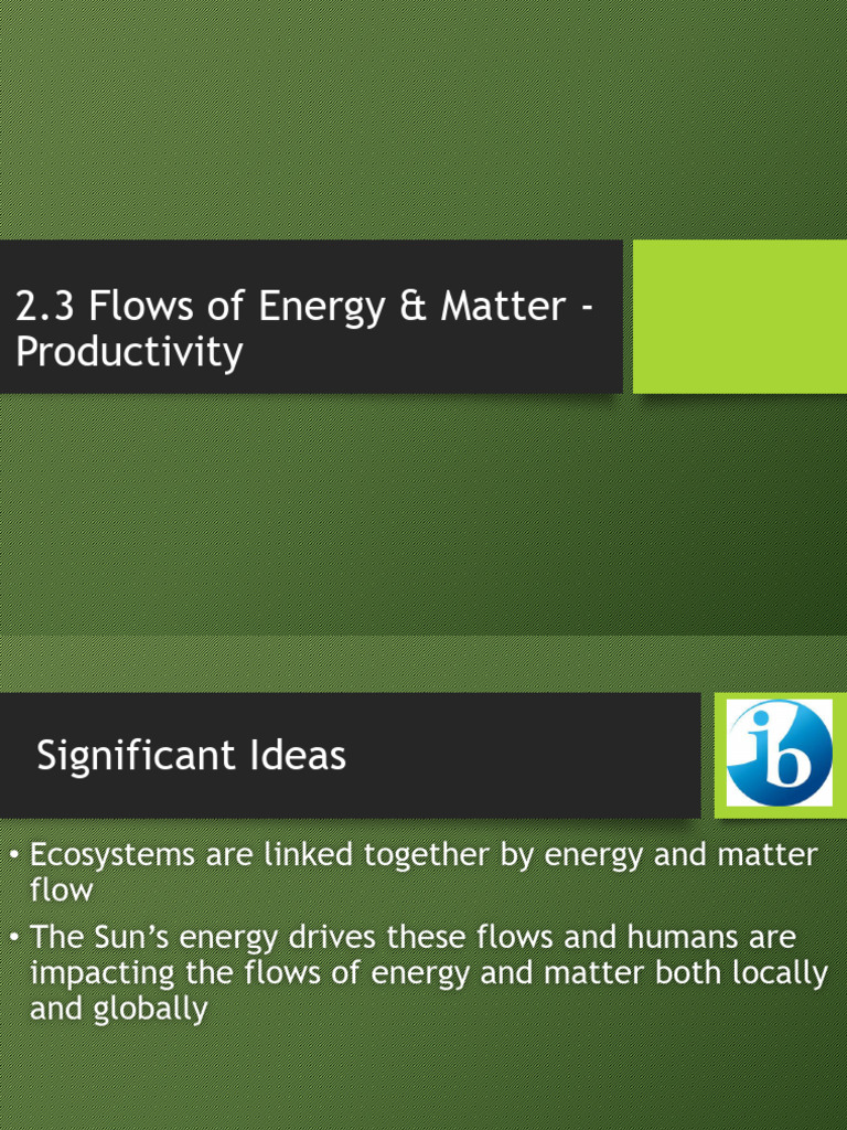 Ecosystem - Flows of Energy and Matter Productivity | PDF | Primary ...