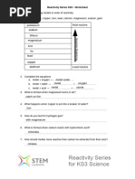 KS3 Chemistry Worksheet - Displacement Reactions | PDF