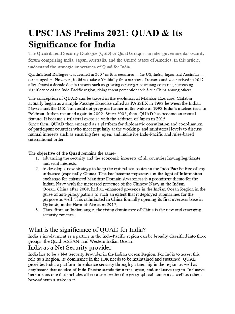 Quad Pdf Global Politics International Relations