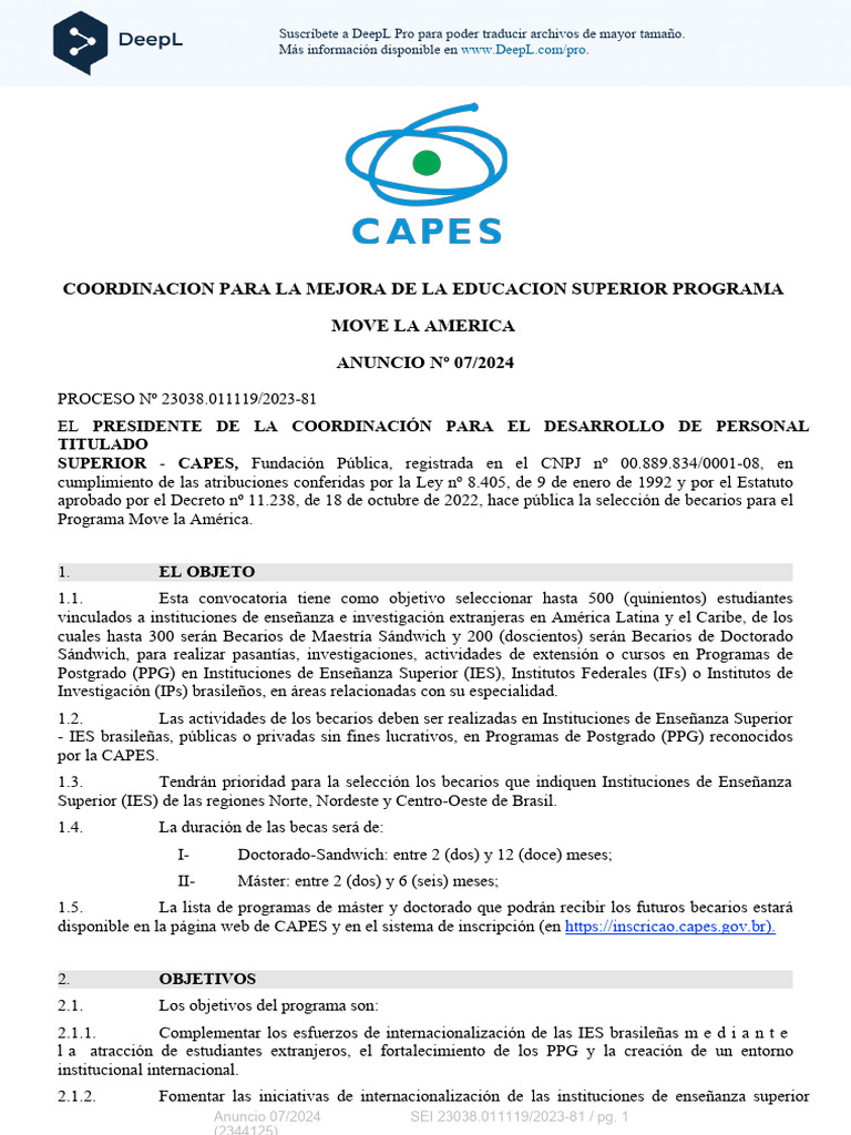 Pasantia CAPES | PDF | Brasil | Educación más alta