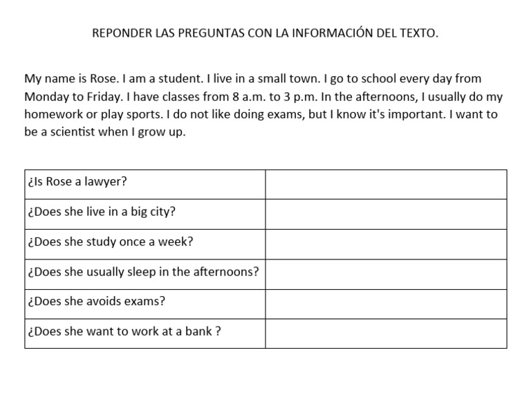 Ejercicio Práctica de Presente Simple | PDF | Wellness