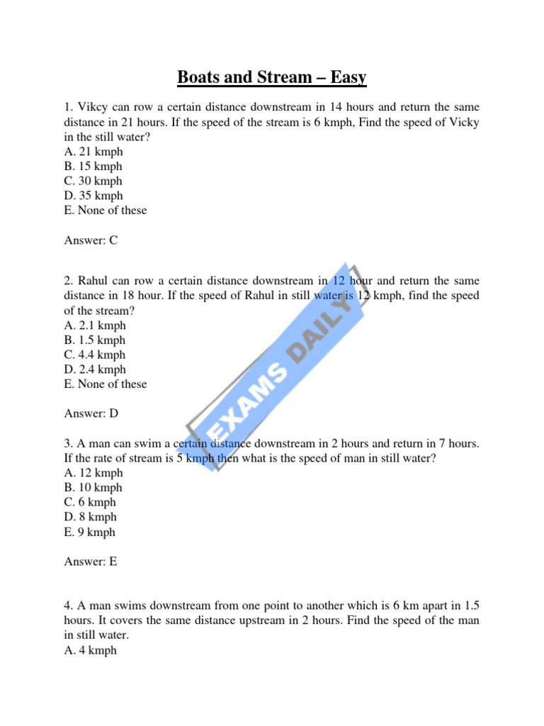 Boats & Streams: Targeted Practice | PDF | Speed | Velocity
