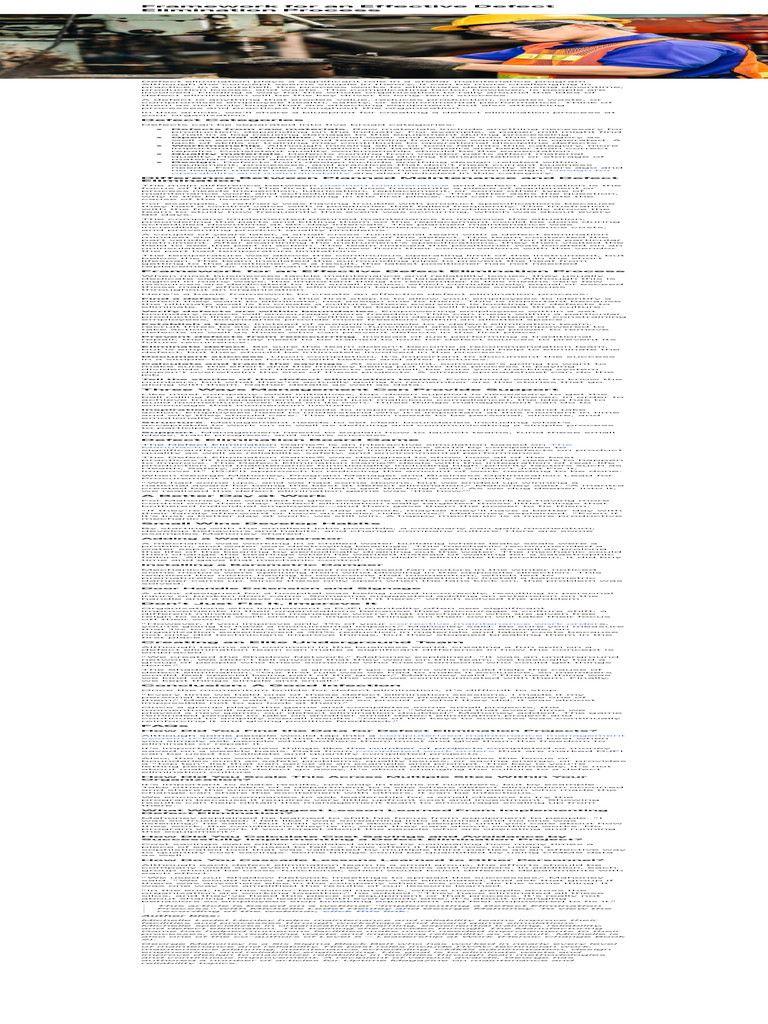 Framework For Effective Defect Elimination | PDF | Business