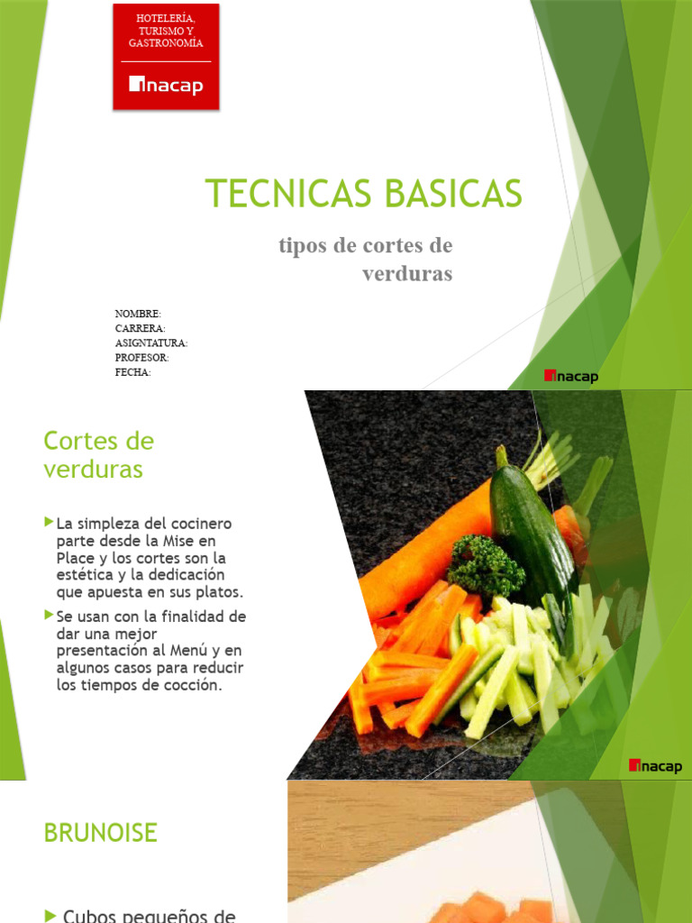 Clase N°1 Tecnicas Basicas Cortes de Verduras (2-3) | PDF