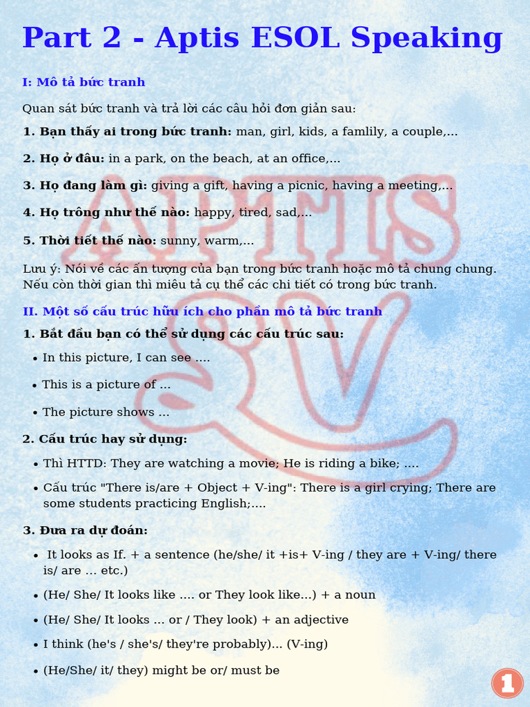 Part 2 - Aptis ESOL Speaking | PDF