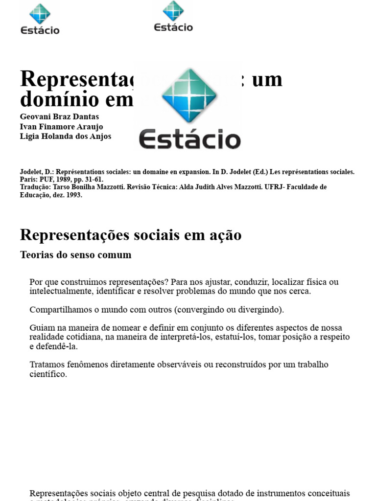 Jodelet Dominio em Expansão | PDF | Sociologia | Conhecimento