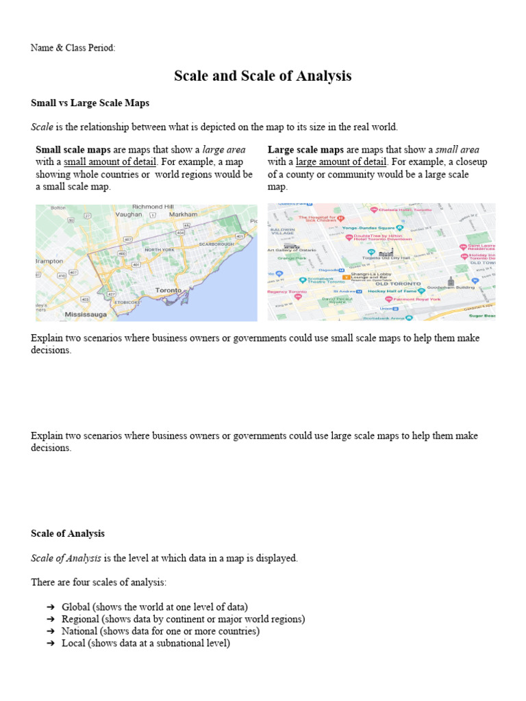 1.1 Scale Analysis Worksheet | PDF