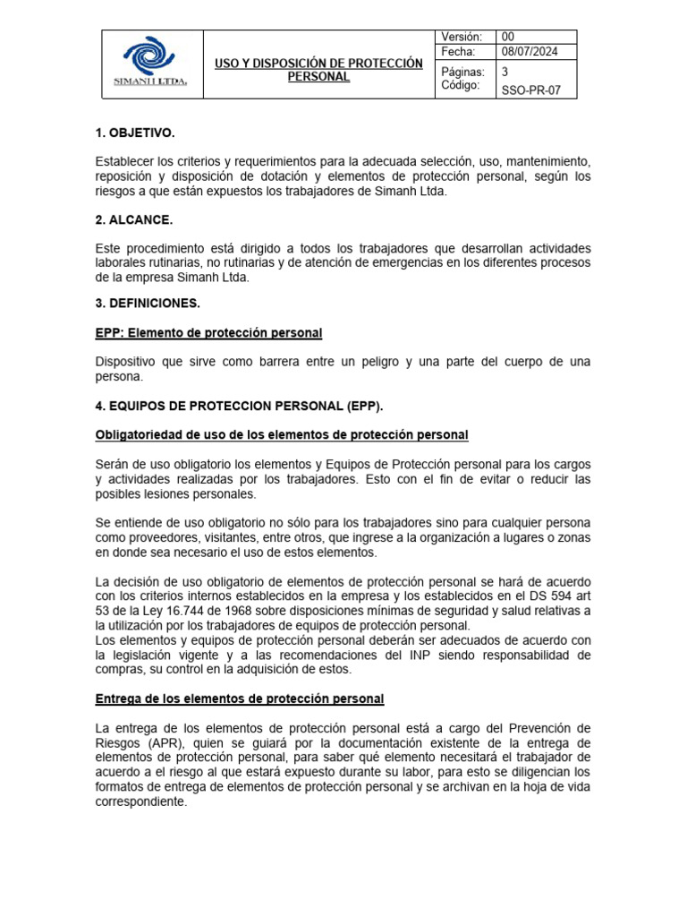 Procedimiento de Epp | PDF | Business