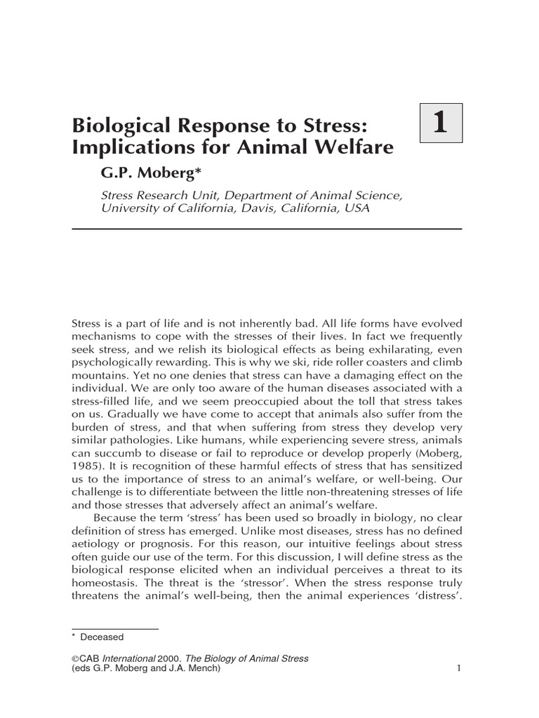 Animal Stress and Welfare Analysis | PDF | Stress (Biology ...