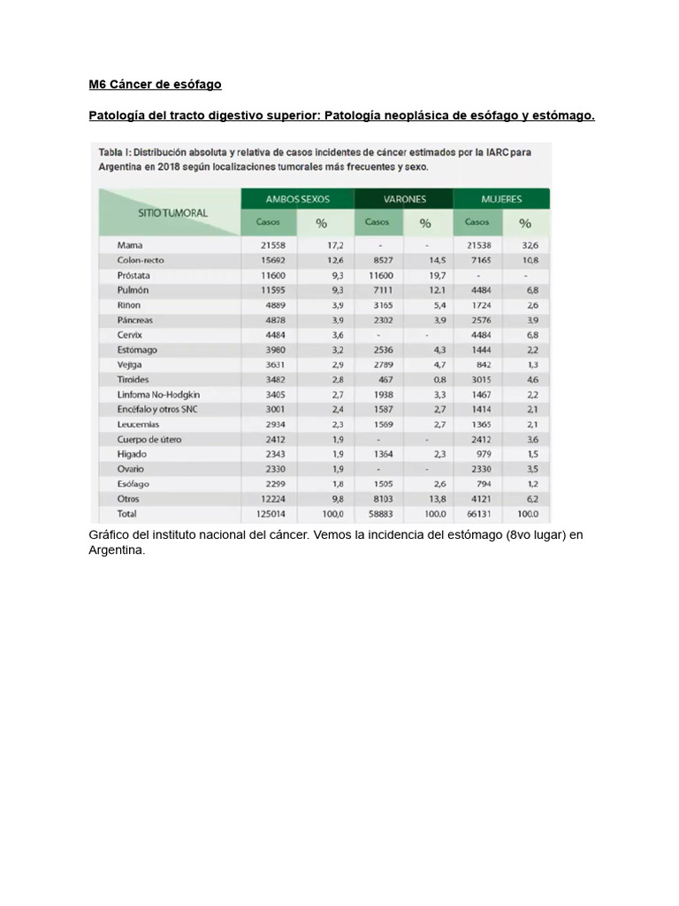 (Color) M6. Cáncer de Esófago | PDF | Estómago | Microsatélite