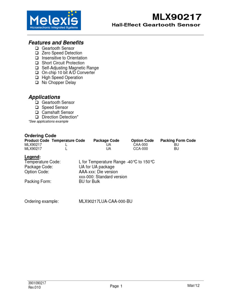 MLX90217 Datasheet Melexis | PDF | Analog To Digital Converter ...