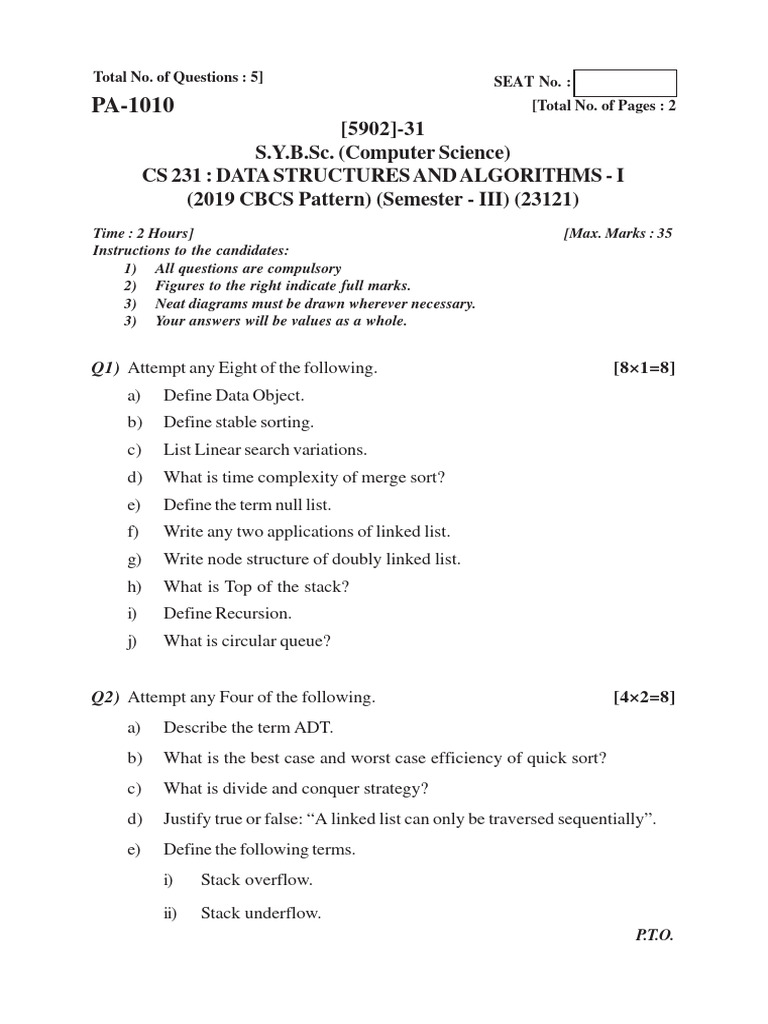 Oct 22 Cs 231 Data Structures And Algorithms I Pdf Computing Algorithms And Data 0071