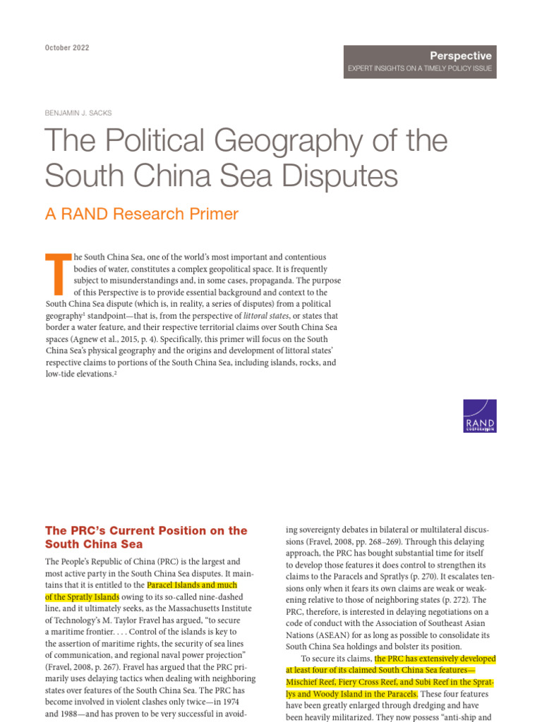 The Political Geography of South China Sea | PDF | Territorial Waters ...