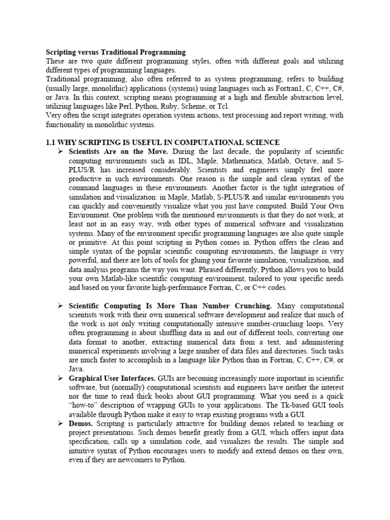 1.1 Why Scripting Is Useful in Computational Science | PDF | Scripting Language | Computer ...