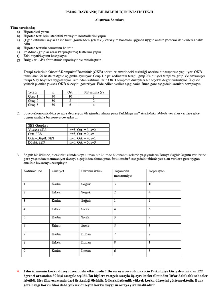 Psi202 Alistirma Sorulari | PDF
