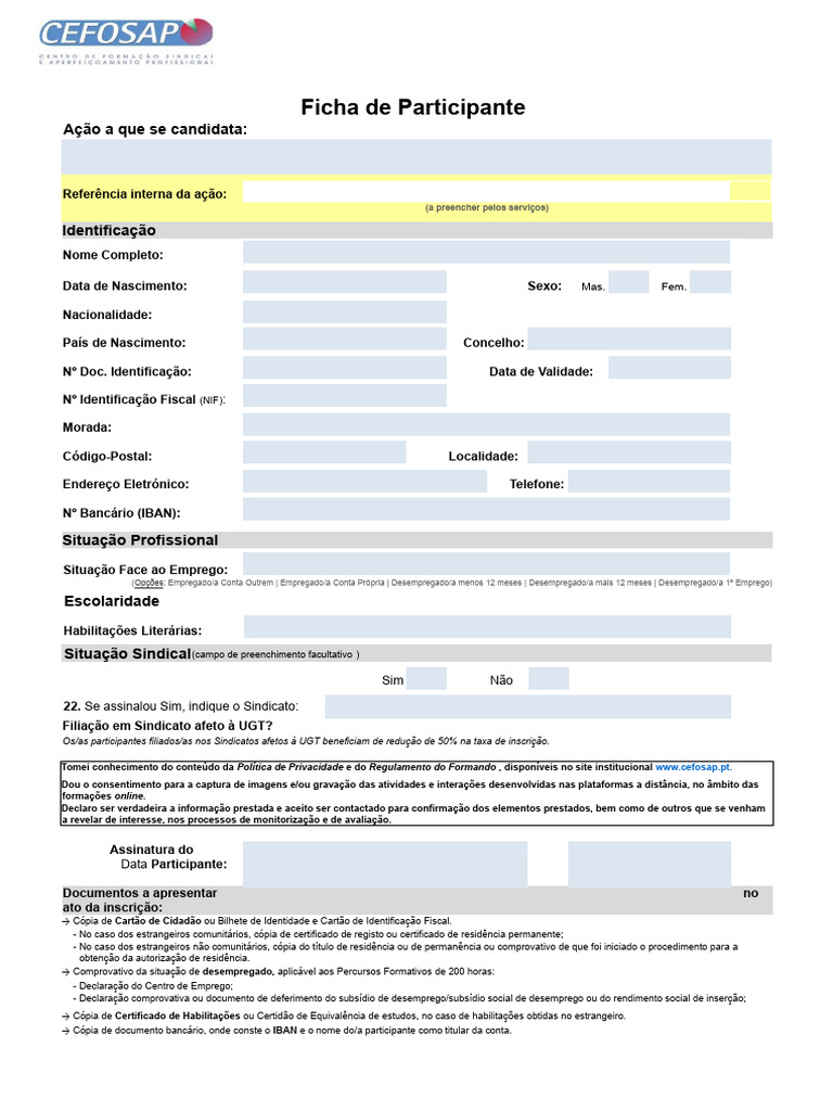 Ficha de Participante (2) - 240523 - 183747 | PDF | Sindicato