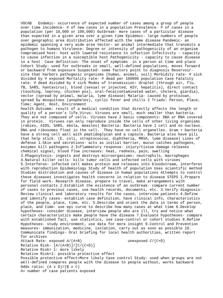 Disease Detectives Cheat Sheet - Docx 2020-2021 | PDF | Cell (Biology ...