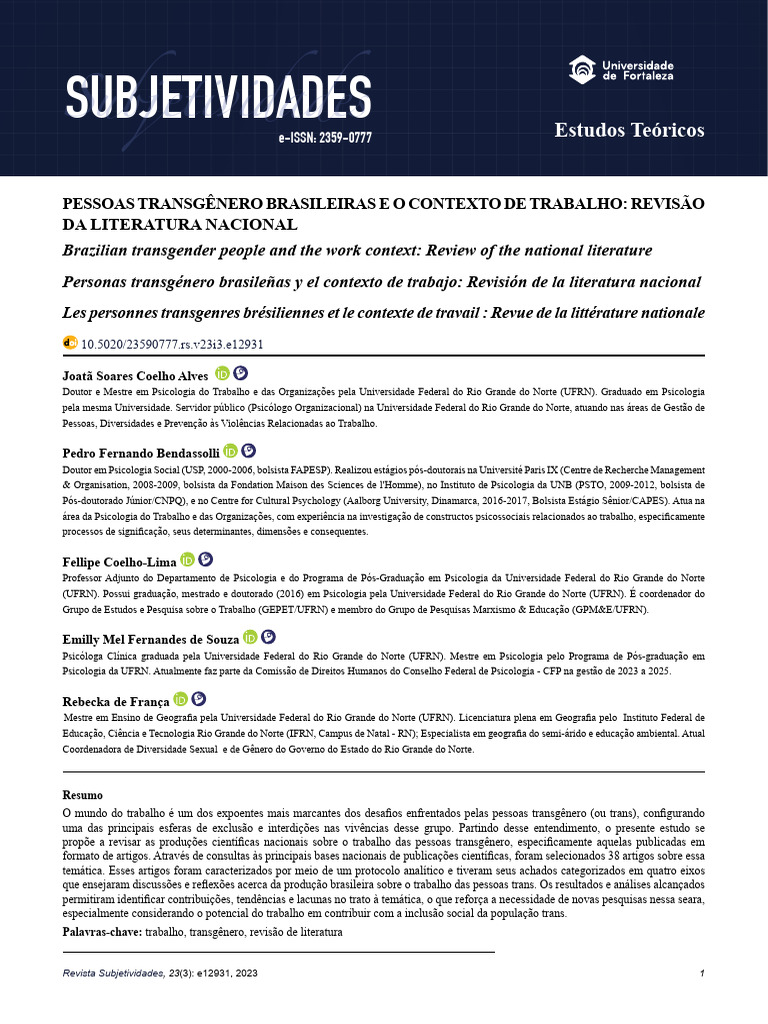 E12931 VF PORT Diagramado | PDF | Transgênero | Estudos LGBTQIA+