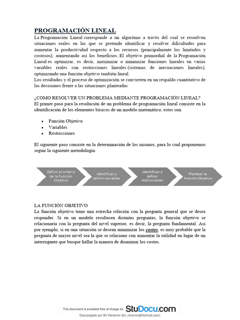 Resumen Programacion Lineal | PDF | Programación lineal
