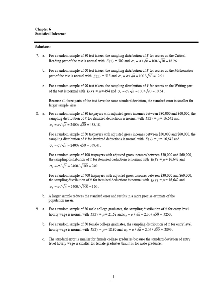 Solutions Chapter 06 7,8,9,15,16 | PDF | Standard Error | Errors And Residuals