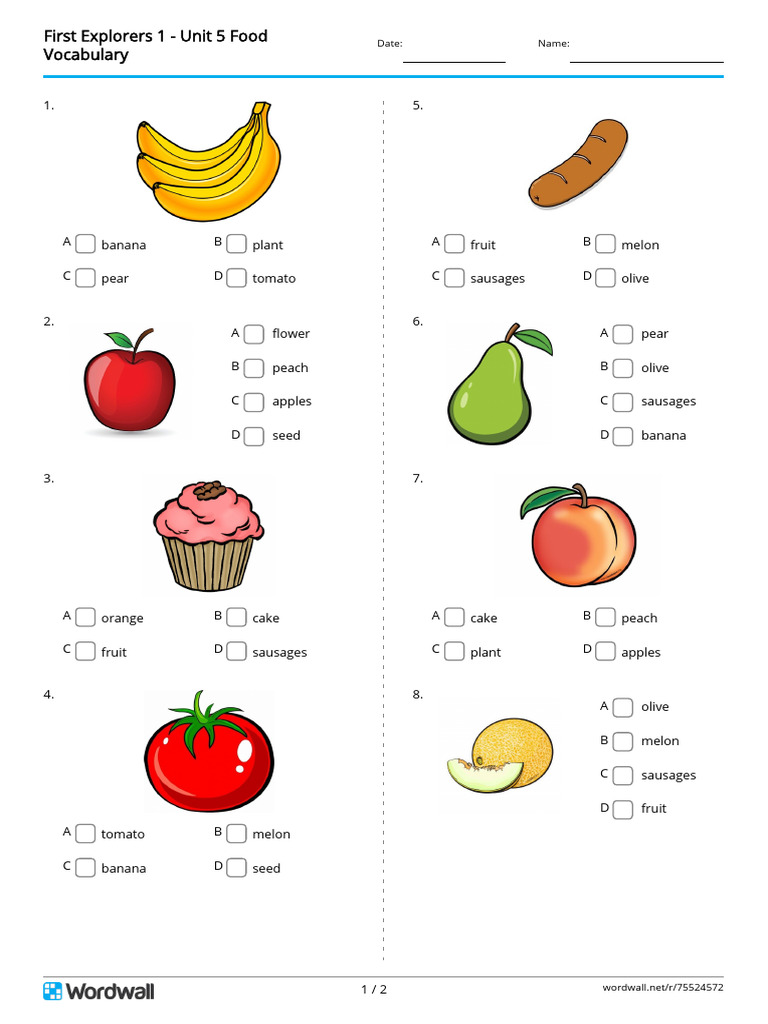 Food Vocabulary for Kids | PDF | Fruit | Foods