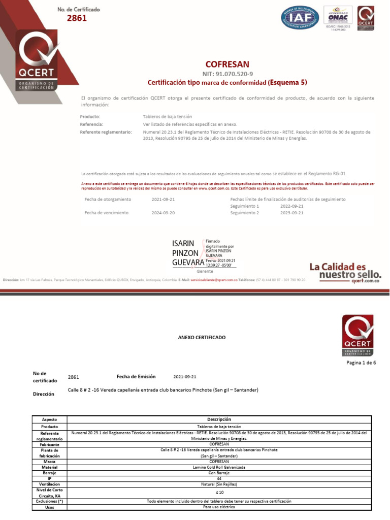 CAJAS CON BARRAJE-Cert 2861 | PDF