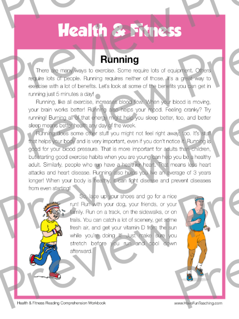 Running - Health-And-Fitness-Reading-Comprehension-Worksheet-Preview ...