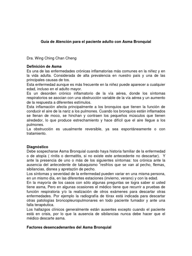 Asma Bronquial en Adultos Final | PDF | Asma | Especialidades Medicas