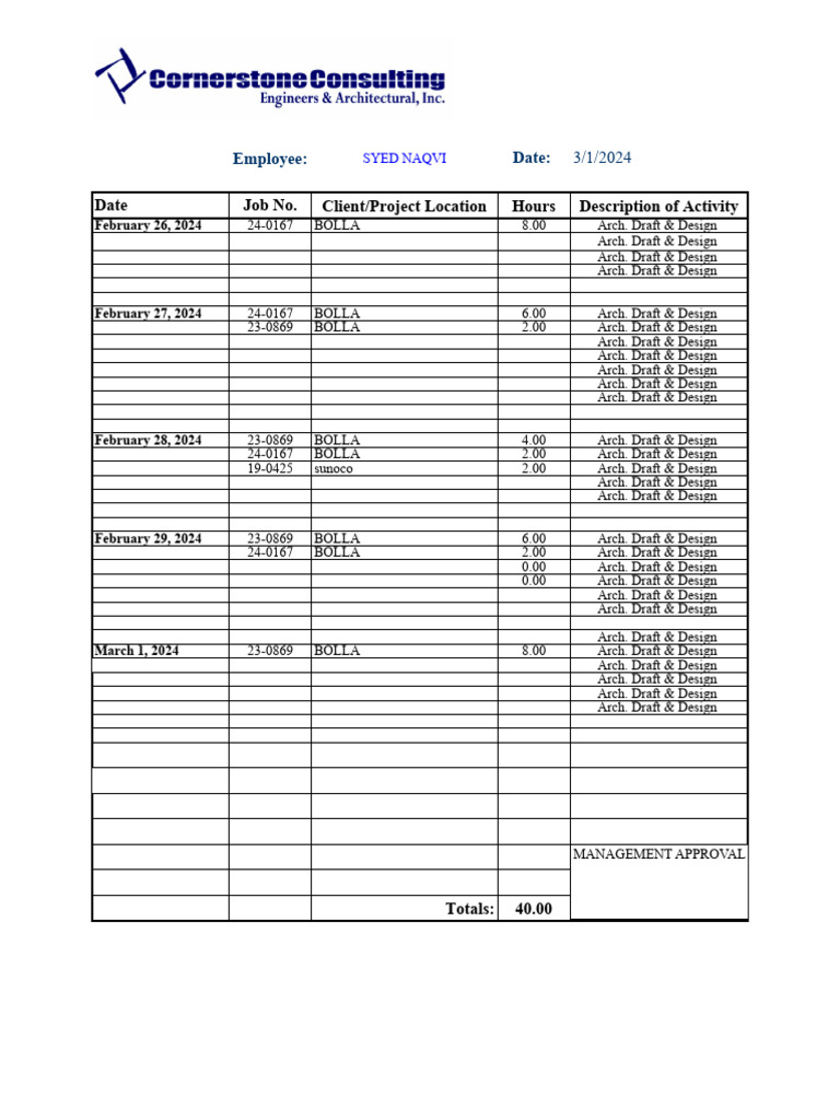 Timesheet 03.01.24 | PDF